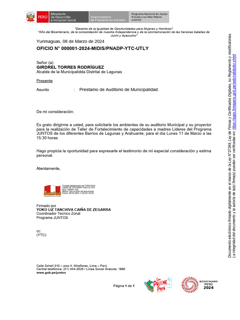 Oficio R265 2024 Ytc Utly (F) | PDF