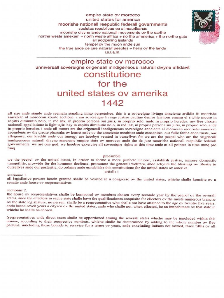 Empire State Ov Morocco Constitutione For The United States Ov Amerika ...