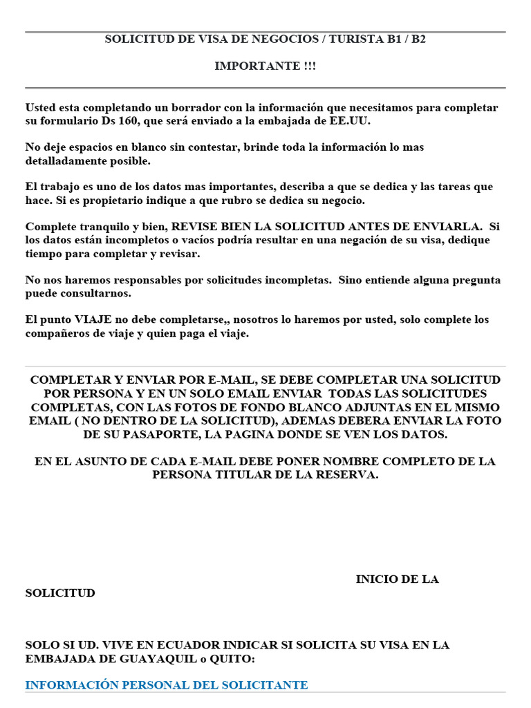 Solicitud de Visa B1/B2: Guía Completa | PDF | Visa de viaje