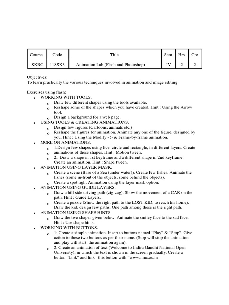 Animation Lab (Flash and Photoshop) | PDF | Animation | Adobe Photoshop