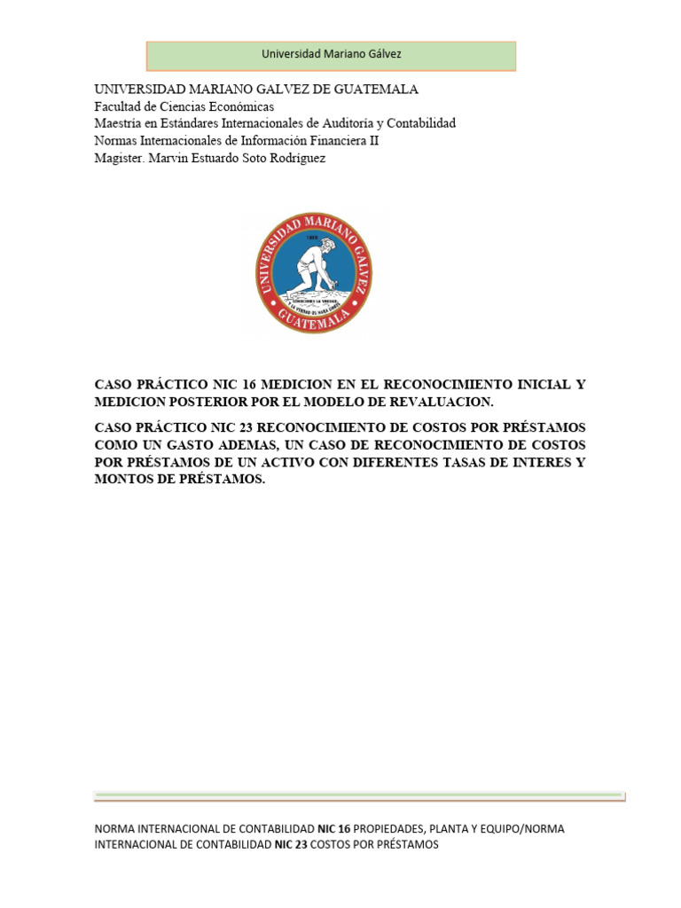 Caso Práctico NIC 16, NIC 23-1 | Descargar gratis PDF | Contabilidad ...