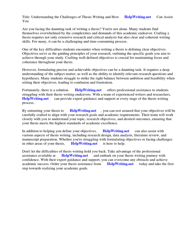 Thesis Sample Objectives | PDF | Methodology | Thesis