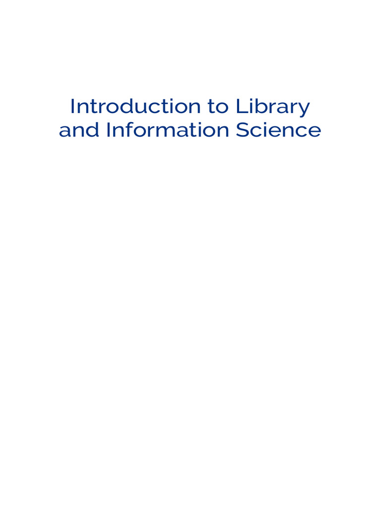Introduction To Library and Information Science 1701819255 | PDF ...