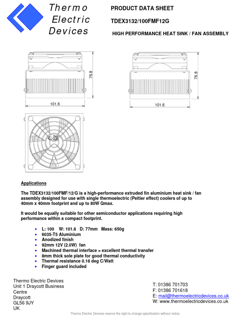 High Performance Heat Sink / Fan Assembly | PDF