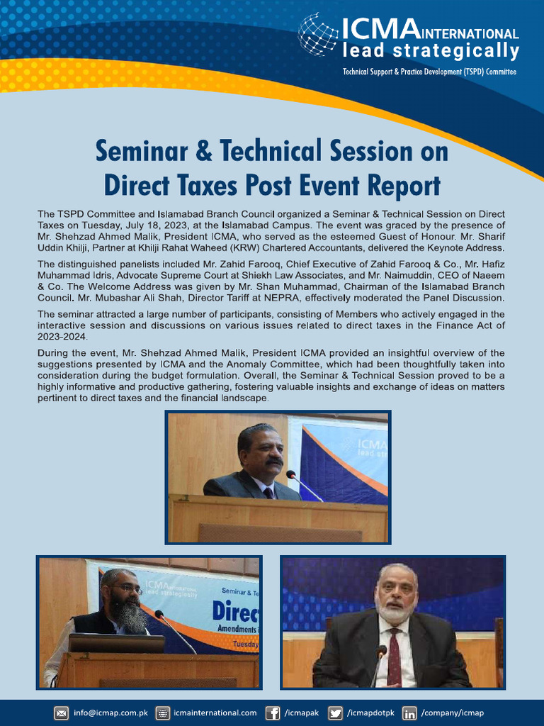 Seminar On Direct Taxes Post Event Report | PDF