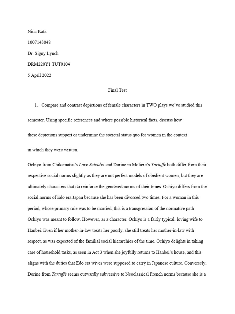 DRM220 Final Test | PDF | Hamlet | Theatre