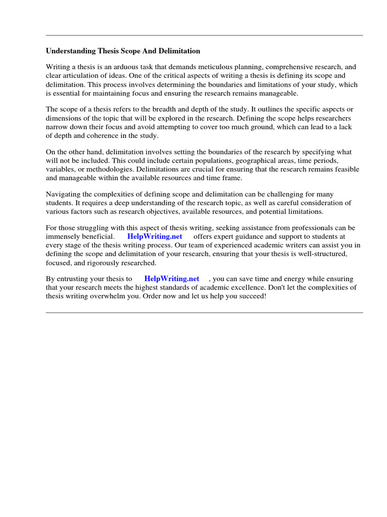 Thesis Scope and Delimitation | PDF | Thesis | Essays