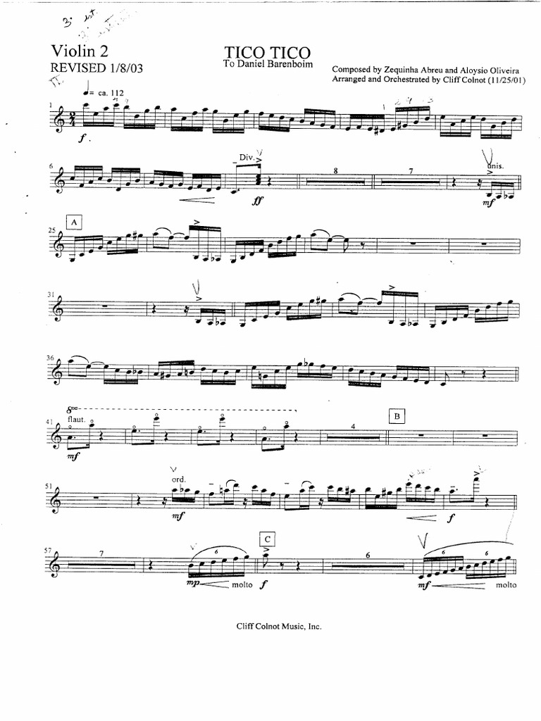 Tico Tico Violin Arrangement by Colnot | PDF | Art