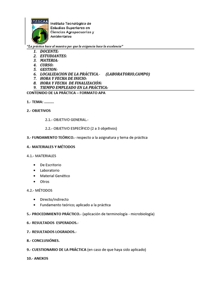 Formato de Informe de Practica 2024 | PDF