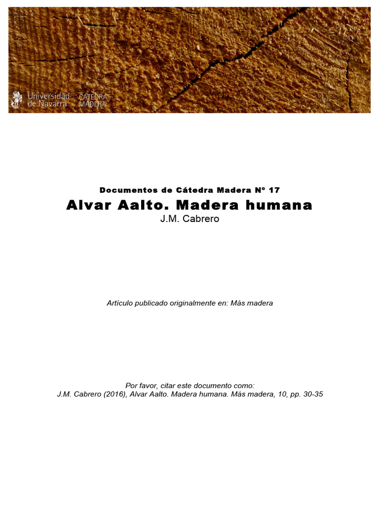 Alvar Aalto. Madera Humana - JM Cabrero | PDF | Mueble