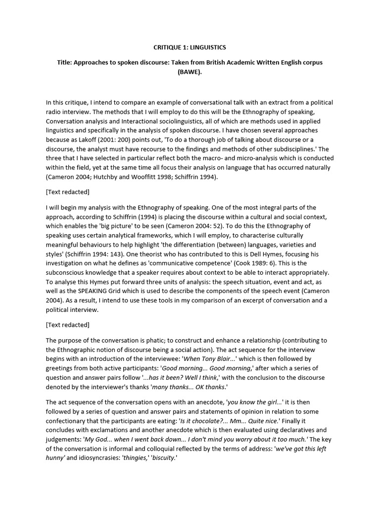 Critique | PDF | Linguistics | Human Communication