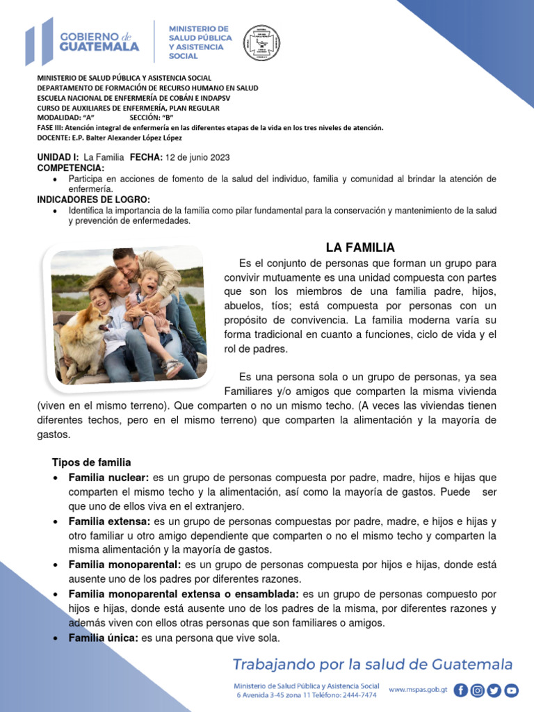 Tipos y funciones de la familia | PDF | Familia | Enfermería