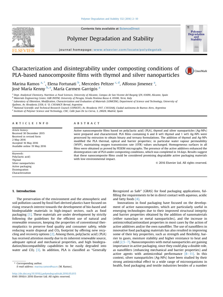 Characterization and Disintegrability Under Composting Conditions of ...