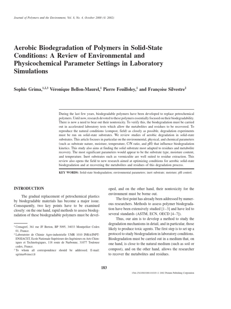 Aerobic Biodegradation of Polymers in Solid-State | Download Free PDF ...