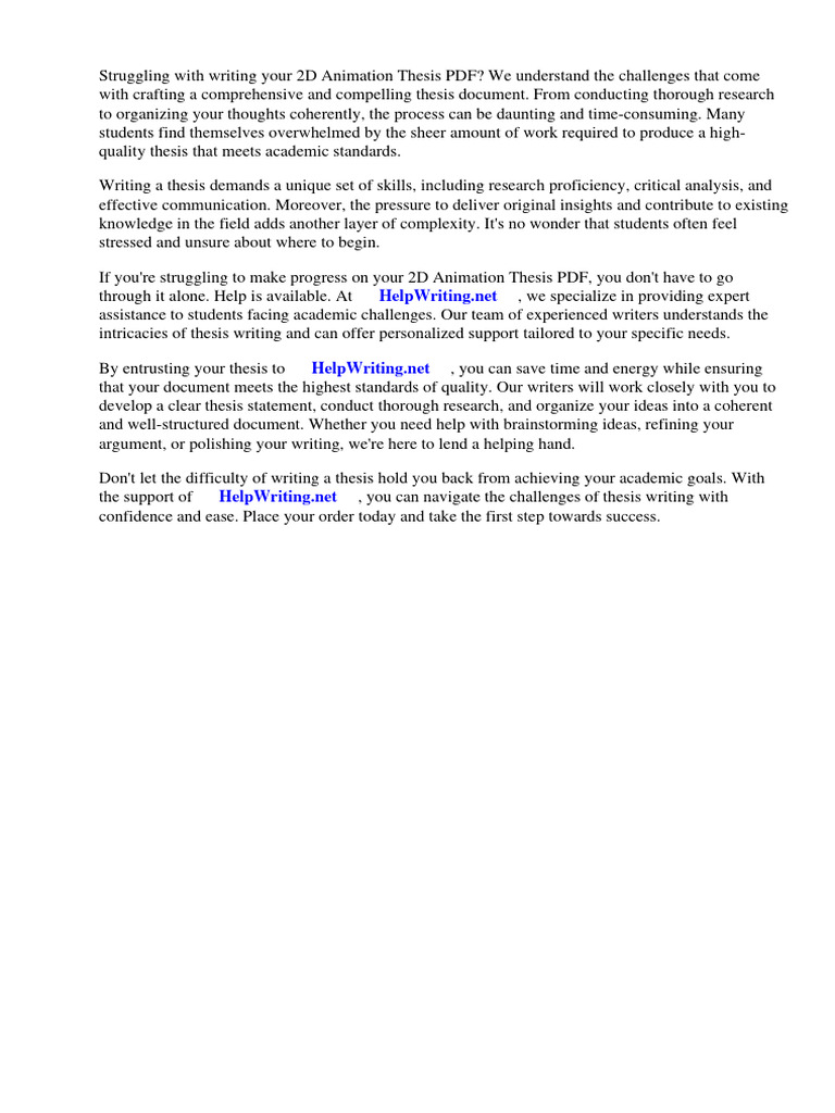 2d Animation Thesis PDF | PDF | Animation | 3 D Computer Graphics