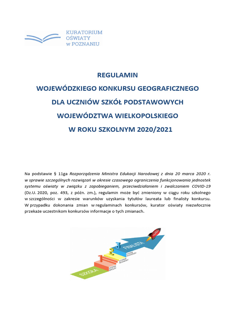 Regulamin Konkurs Geografia 2020-2021 Z | PDF