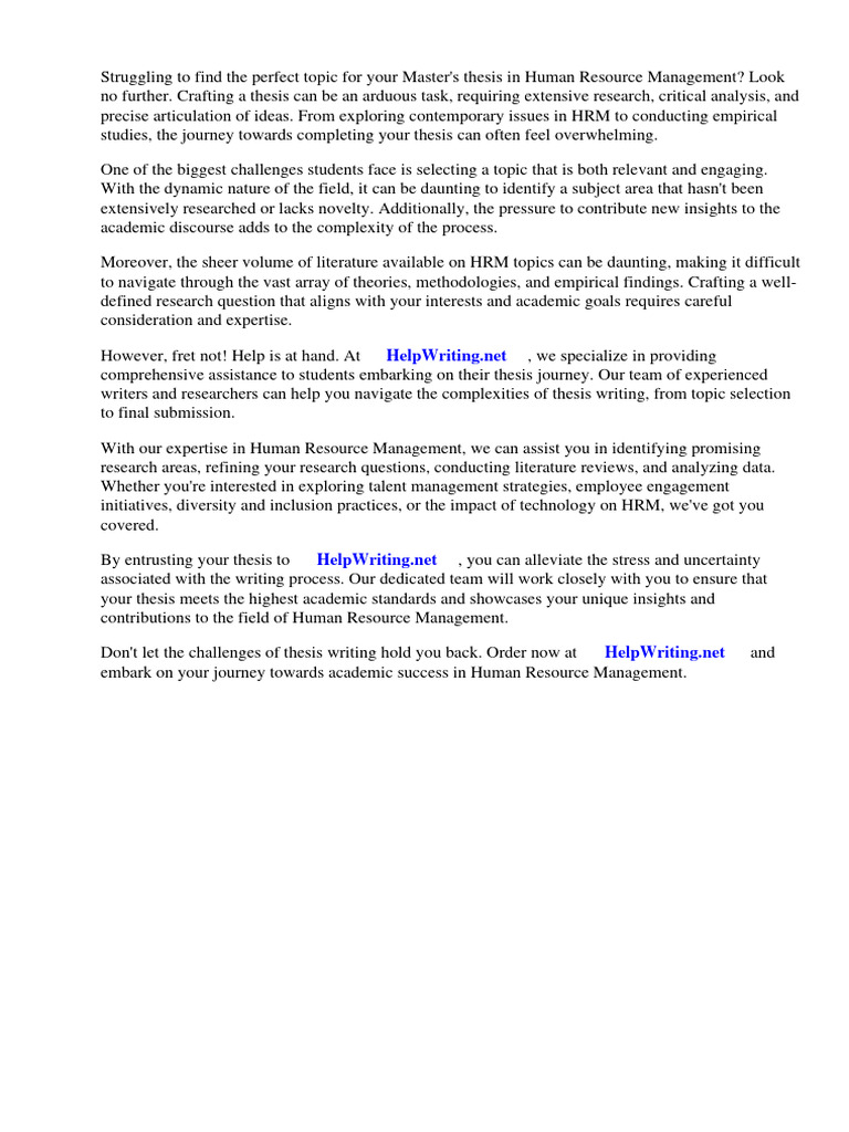 Thesis Topics in HR Management | PDF | Human Resource Management | Thesis