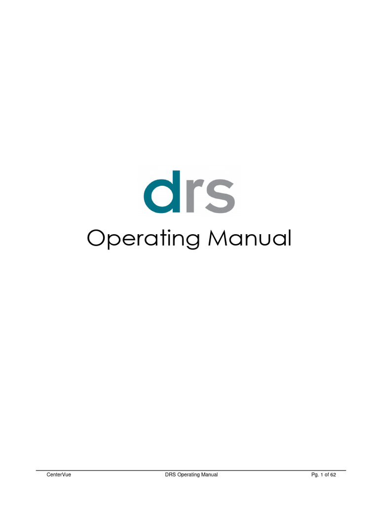 CenterVue DRS Operating Manual Guide | PDF | Backup | Icon (Computing)