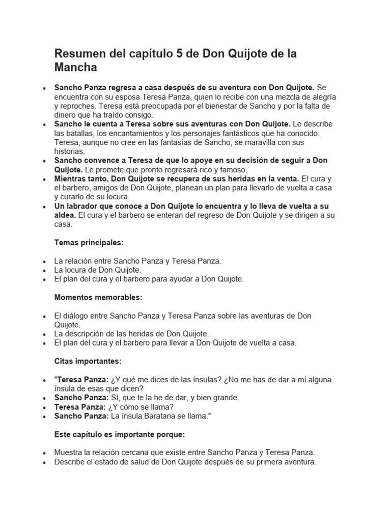 Don Quijote Cap. 5 | PDF