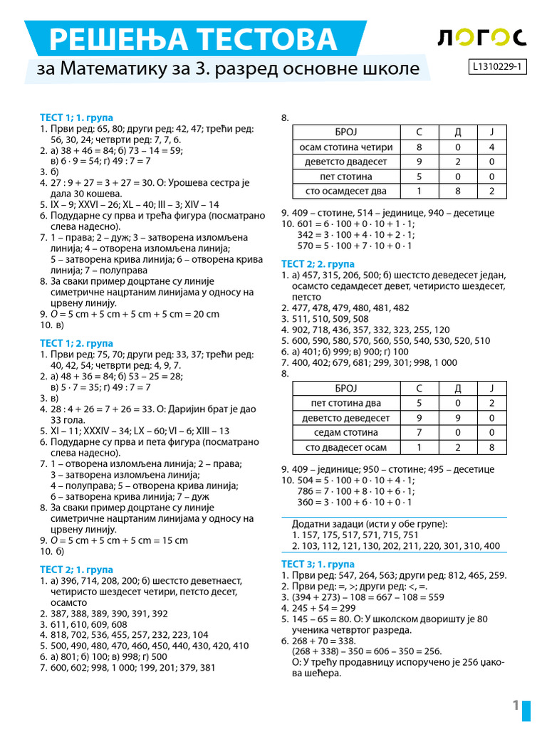 Novi Logos Matematika 3 Testovi (2) | PDF