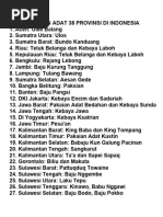 38 Provinsi Di Indonesia Dengan Bahasa Daerah | PDF