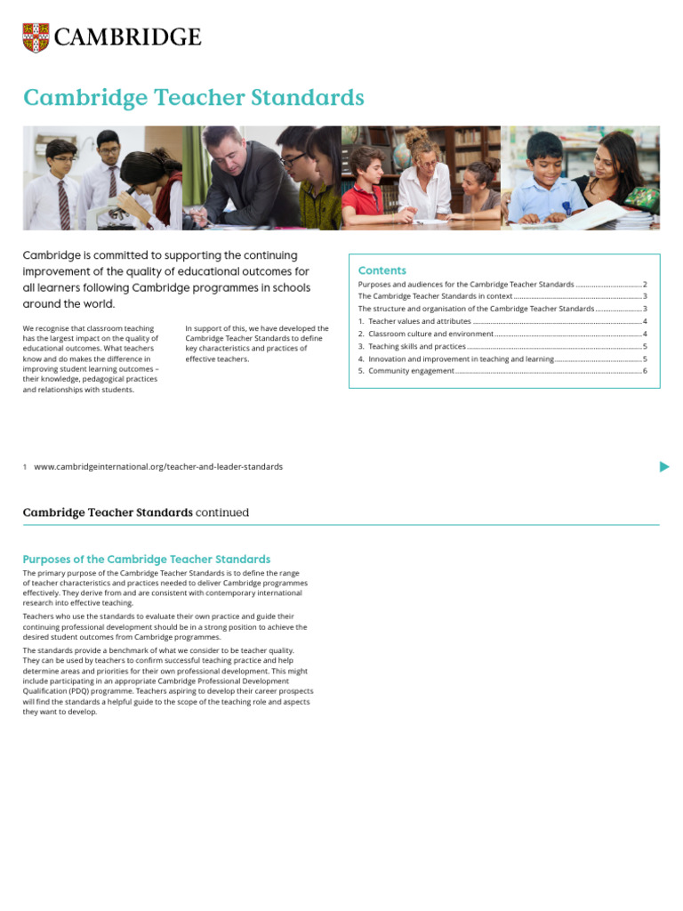 Cambridge Teacher Standards Overview | PDF | Teachers | Learning