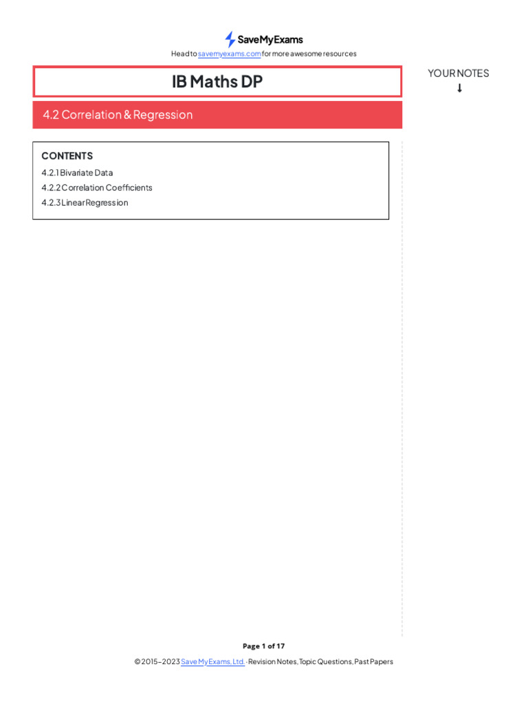 Correlation Regression Notes | PDF | Spearman's Rank Correlation ...