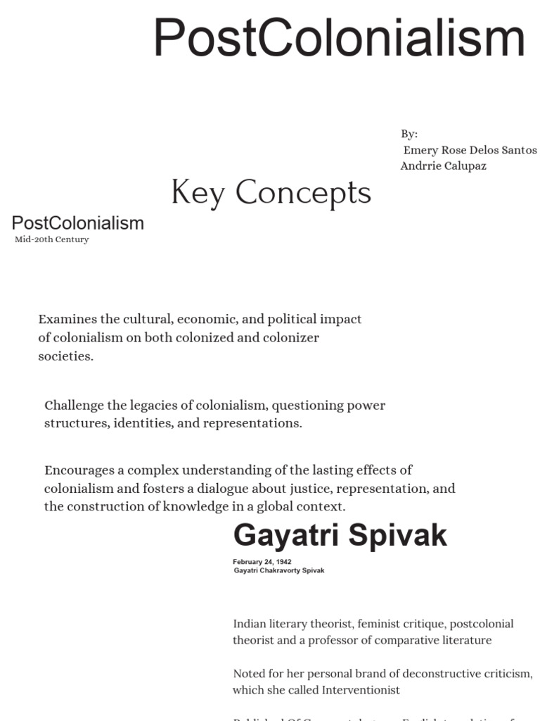 Pair 10 - Postcolonialism | PDF | Postcolonialism | Deconstruction