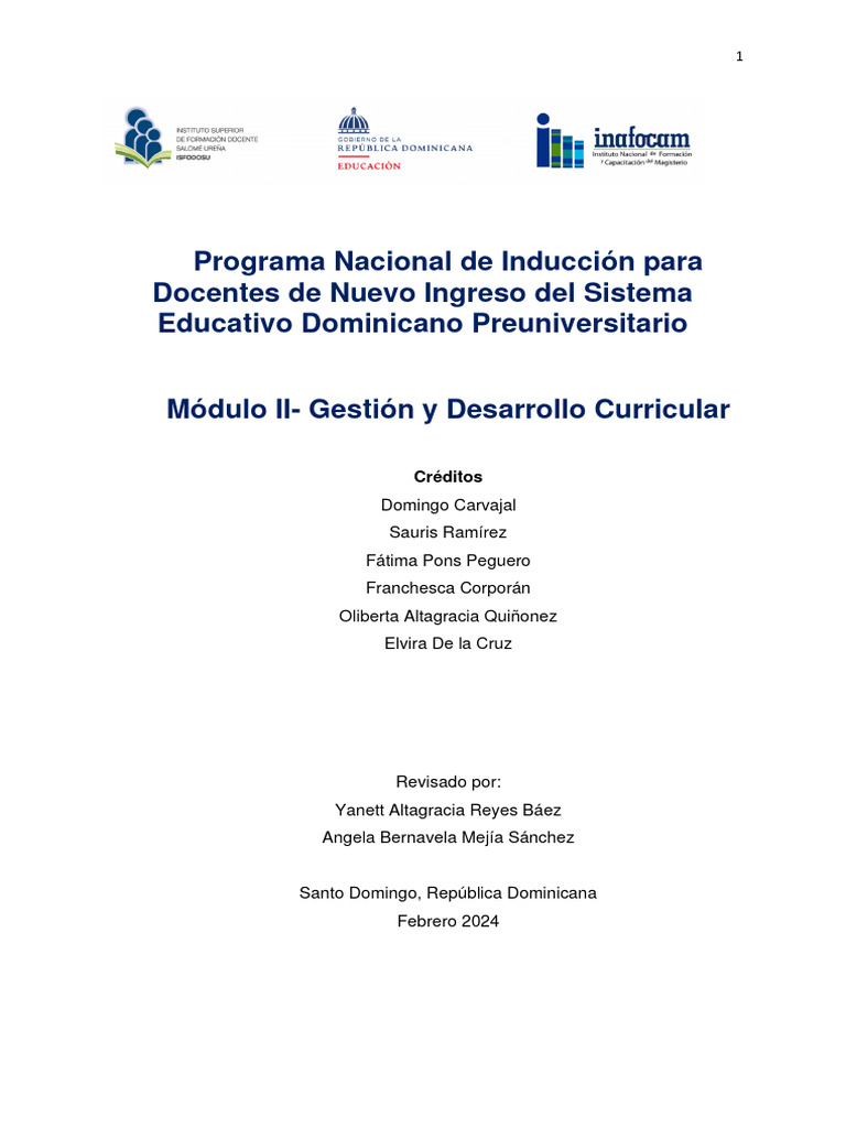 02 - MÓDULO II GESTIÓN Y DESARROLLO CURRICULAR. 2024-Modificado | PDF | Plan de estudios ...