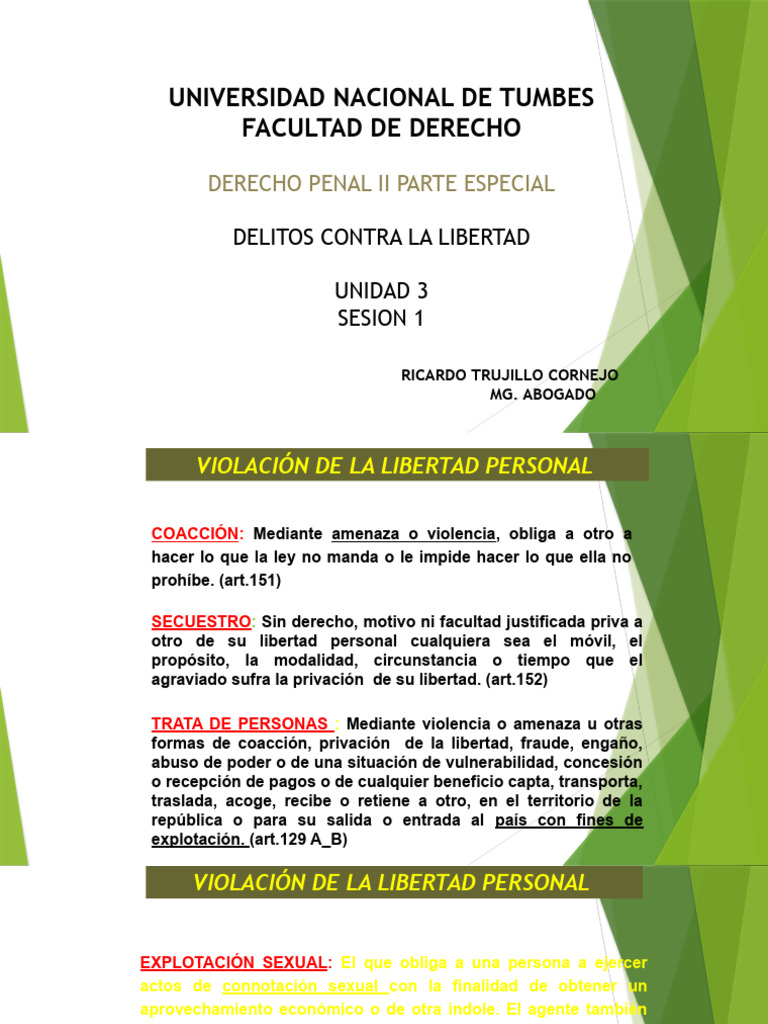 Delitos contra la libertad e intimidad | PDF | Violación | Trata de personas