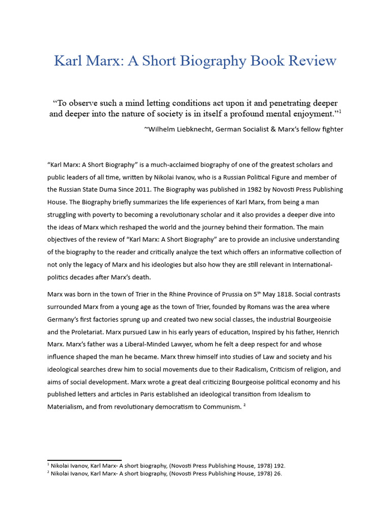 Karl Marx Book Review | PDF | Karl Marx | Marxism