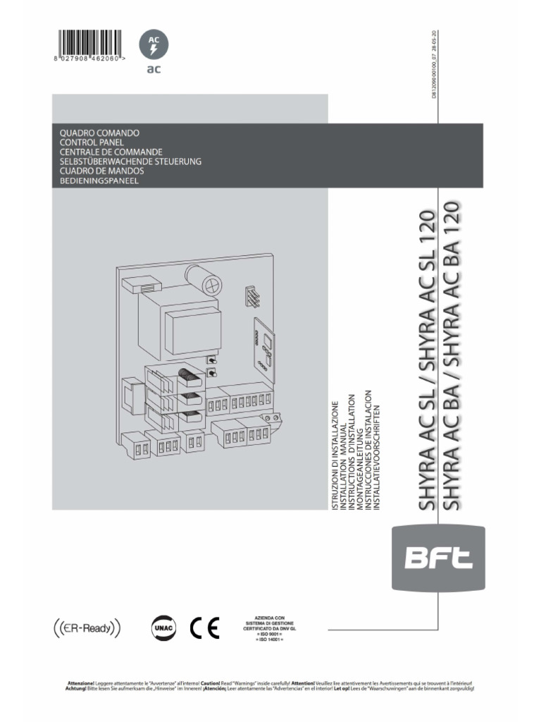 BFT Manual-De-Instrucciones-Tarjeta-Shira | PDF