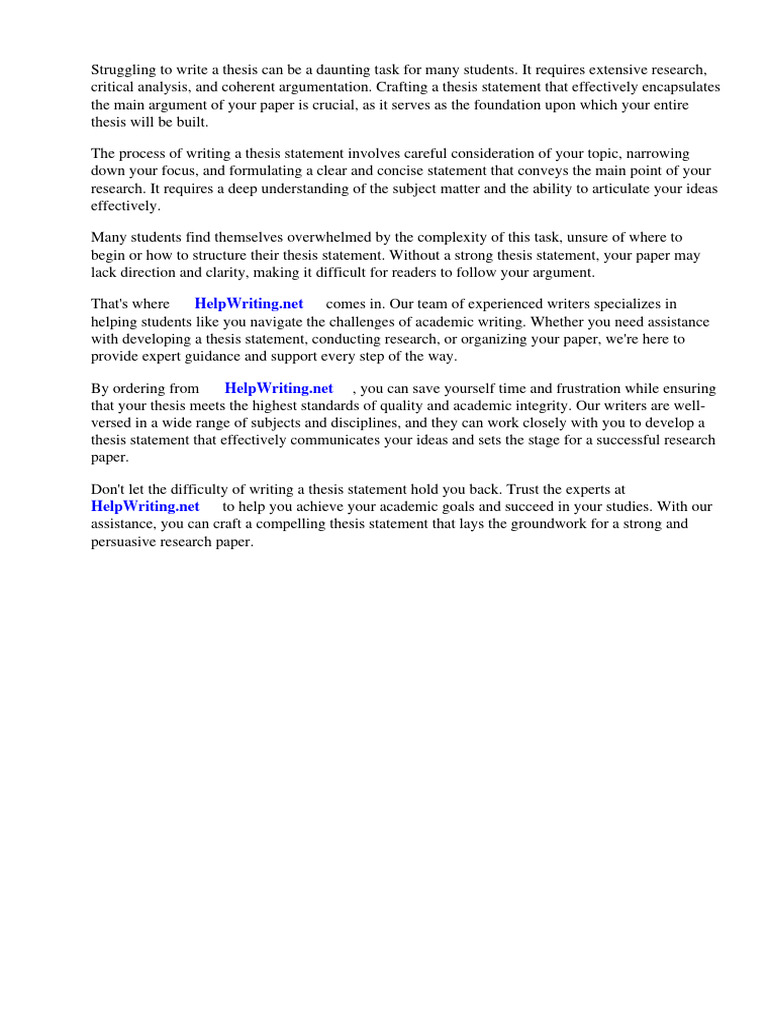 Writing A Thesis Statement Examples | PDF | Essays | Thesis