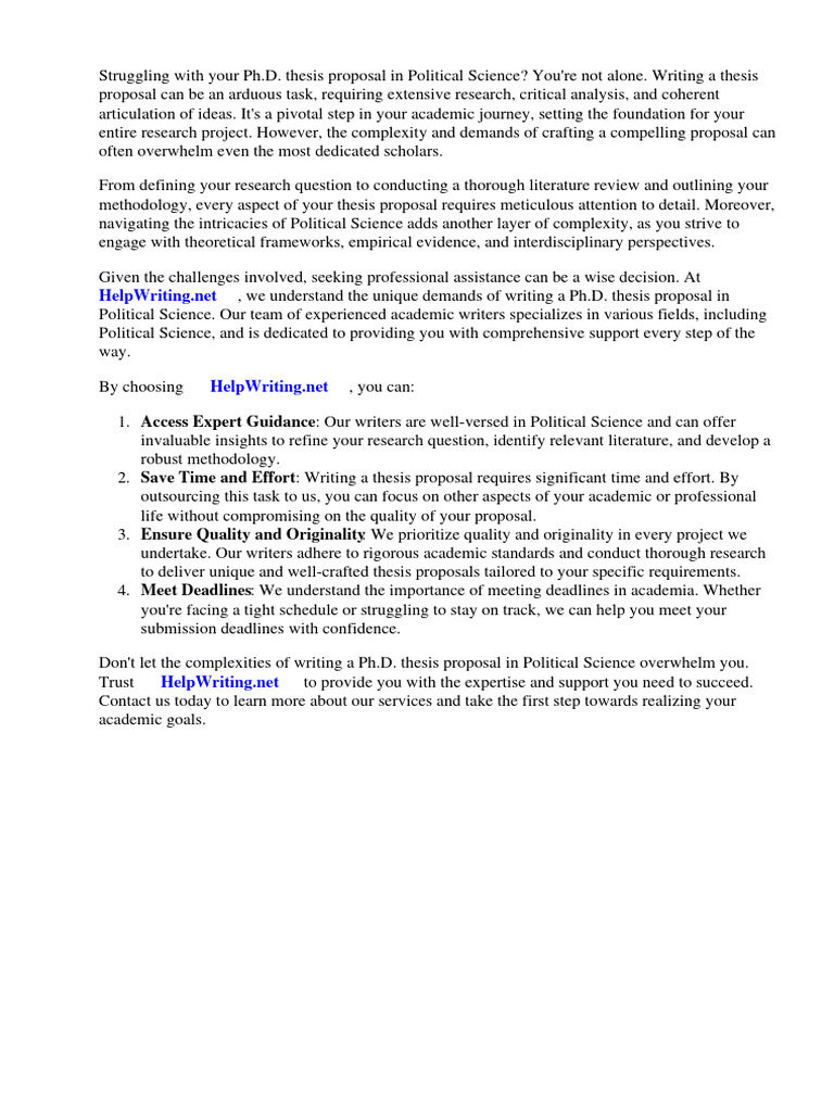 PHD Thesis Proposal Political Science | PDF | Thesis | Science