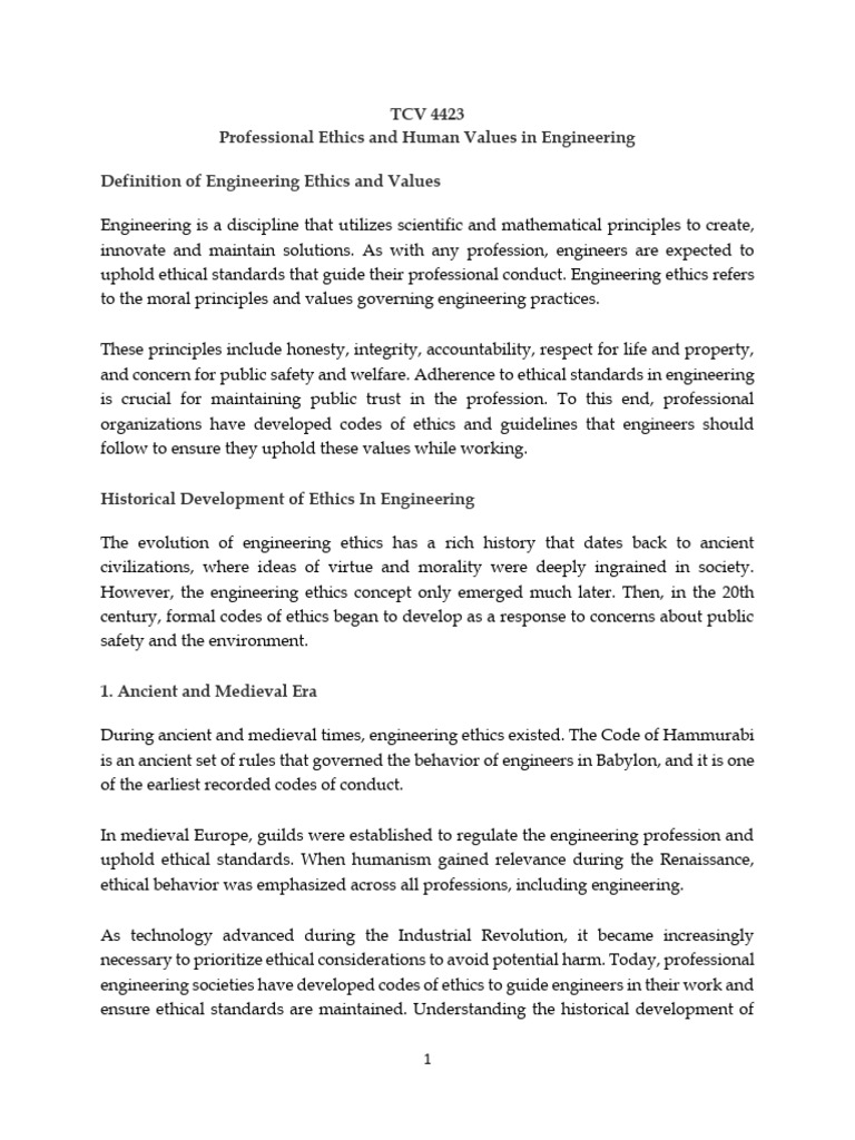 Definition of Engineering Ethics and Values | PDF | Engineering | Engineer