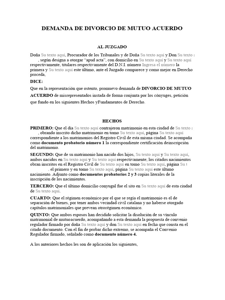 Formulario de Divorcio 779c0673a5 | Descargar gratis PDF | Divorcio ...