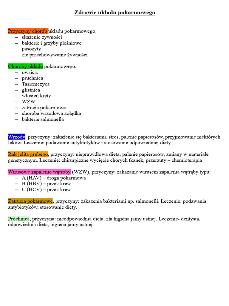 Choroby Układu Pokarmowego | PDF