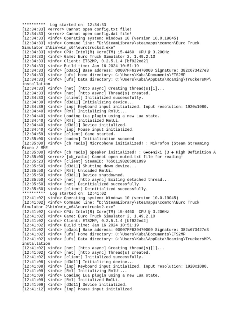 Client 2024 02 03 Log | Download Free PDF | Input/Output | Information Technology