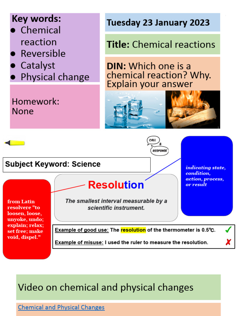 L15 Year 7 Chemistry Notes - Chemical Reactions | PDF | Chemistry ...