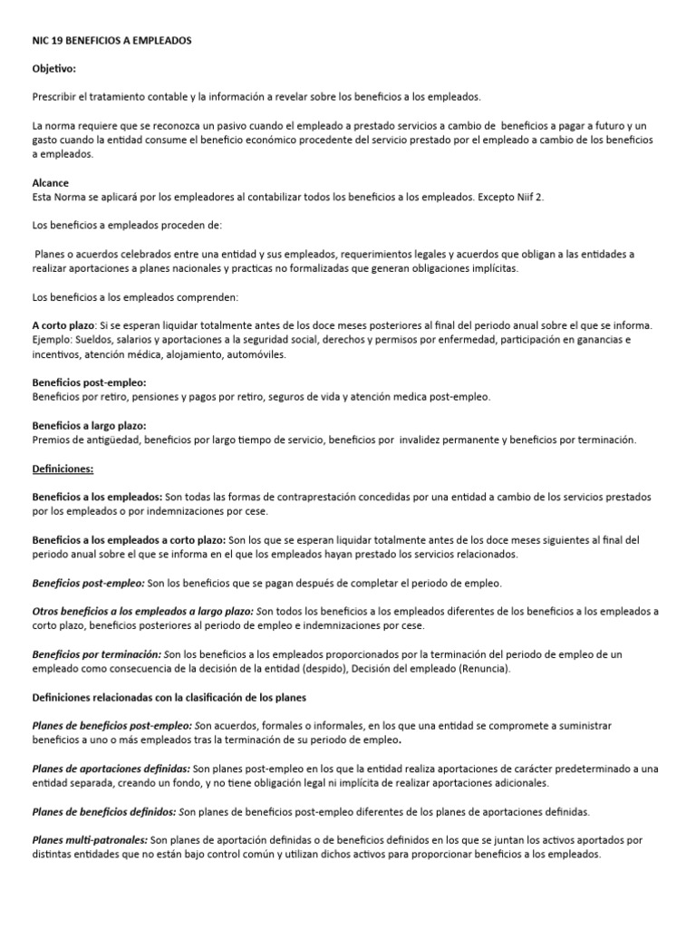 Nic 19 Beneficios A Empleados | PDF | normas internacionales de ...