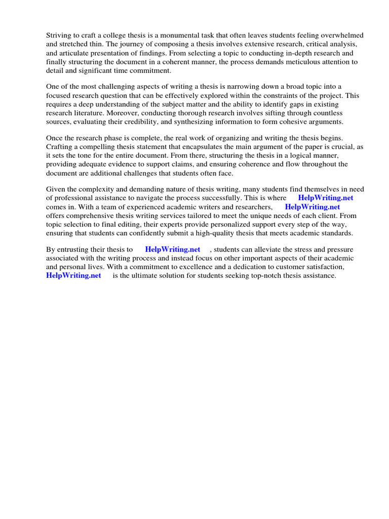 Good College Thesis Examples | PDF | Thesis | Essays