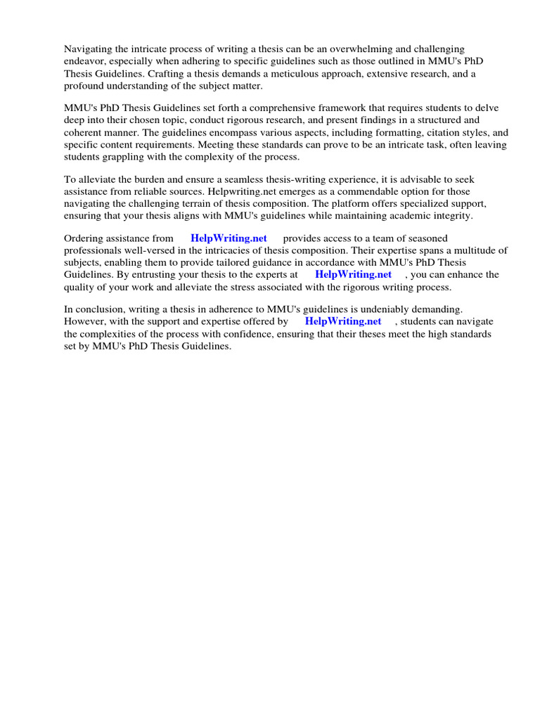 Mmu Phd Thesis Guidelines | PDF | Thesis