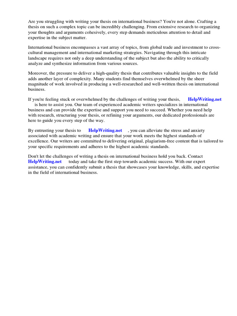 Sample Thesis International Business | Download Free PDF | Thesis | Essays