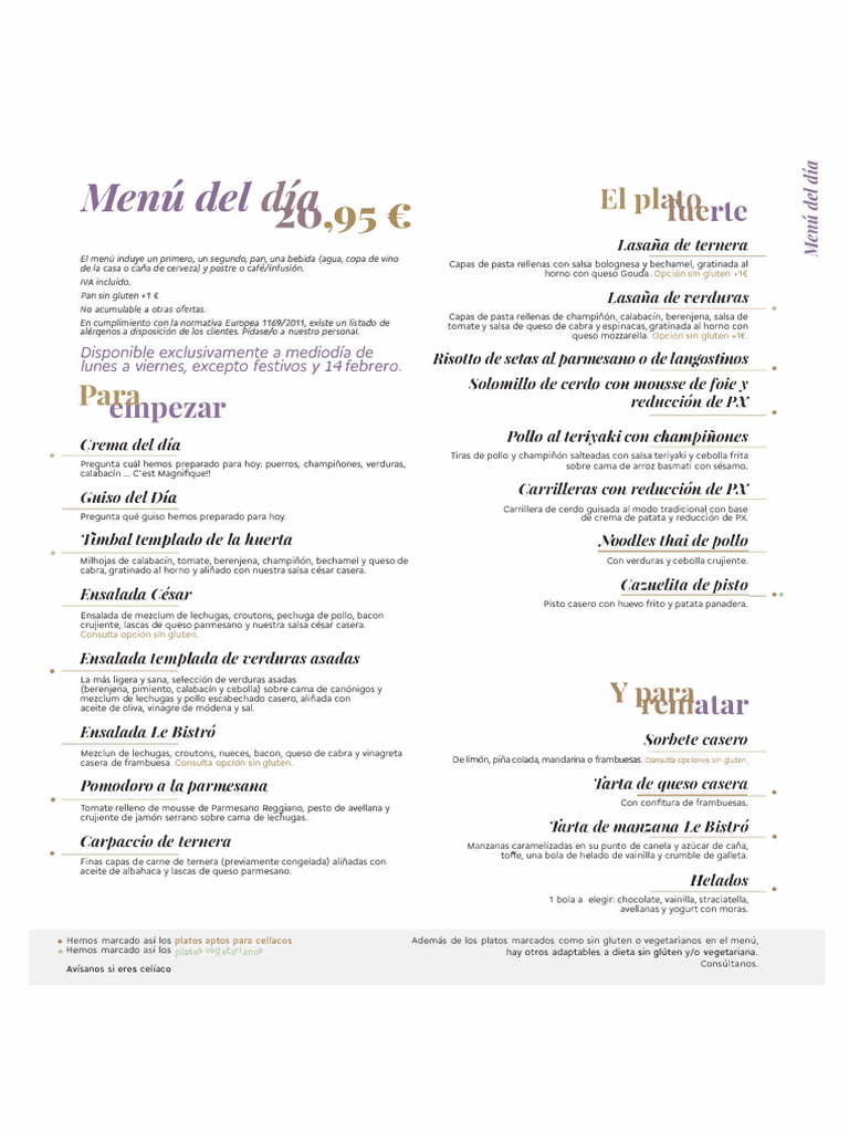 Menu Dia Le Bistro Restaurante Valladolid Otin 2023v1 Web 2 Sanv | PDF ...