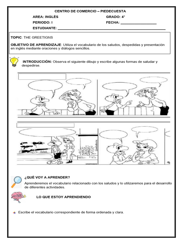 Vocabulario de saludos en inglés | PDF