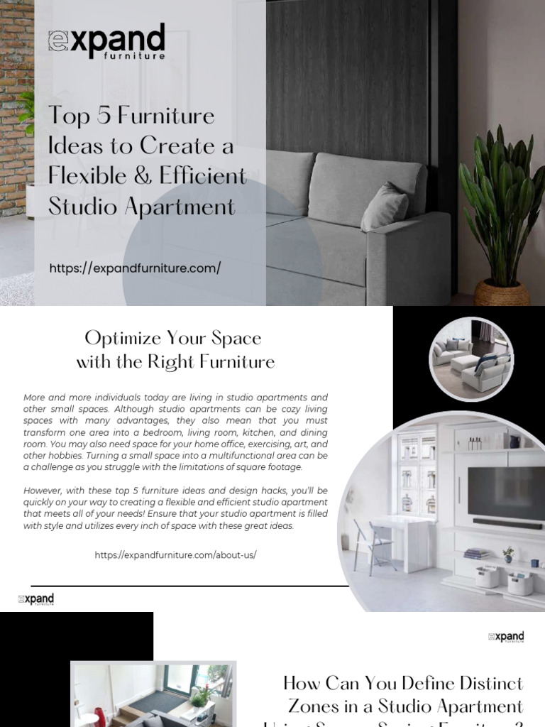 Top 5 Furniture Ideas To Create A Flexible & Efficient Studio Apartment | PDF | Furniture | Bed