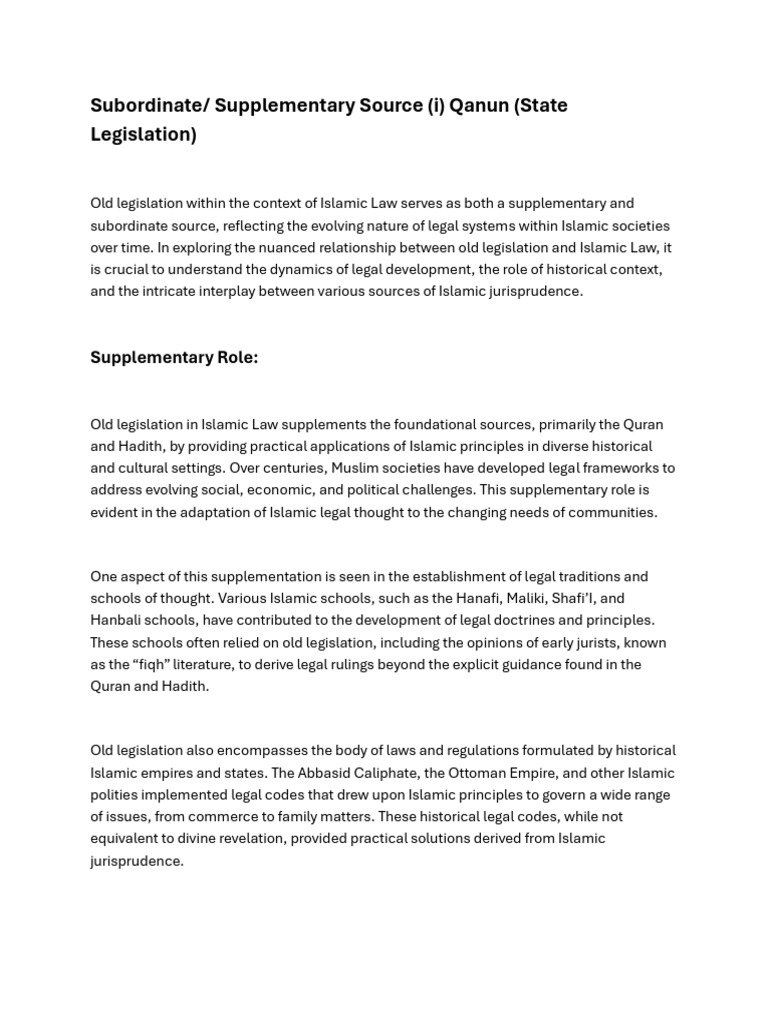 Old Legislation in Islamic Law Explained | PDF | Sharia | Fatwa