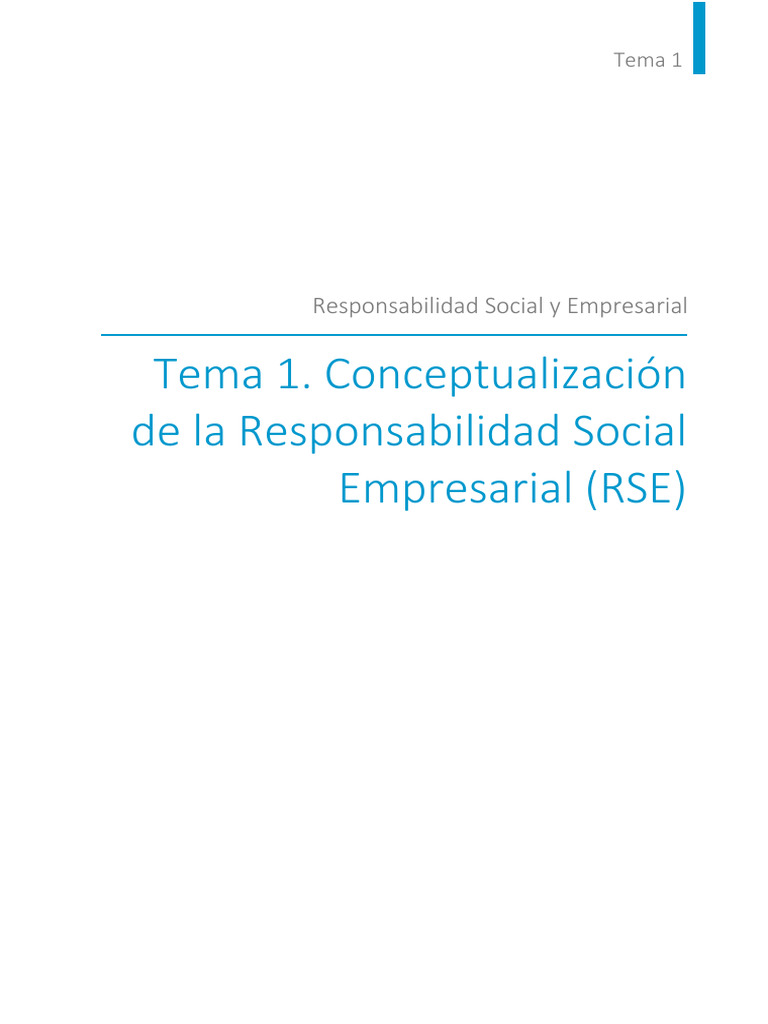 Tema 1. Conceptualización de La Responsabilidad Social Empresarial RSE | PDF | Responsabilidad ...