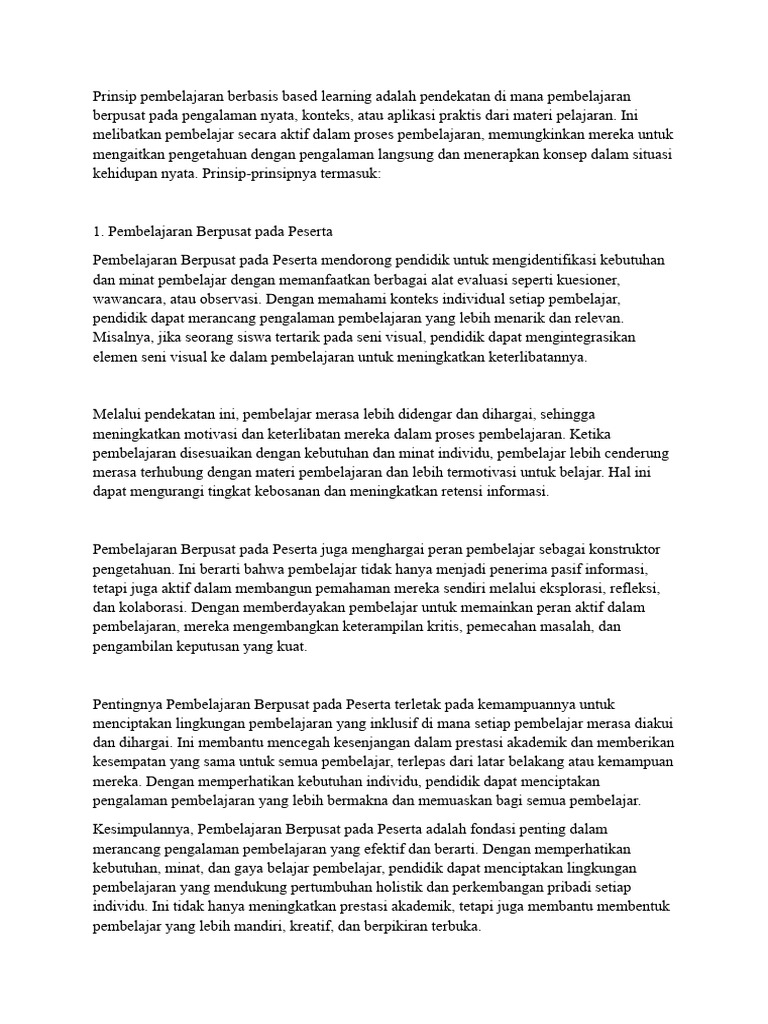Prinsip Based Learning | PDF | Karier & Perkembangan