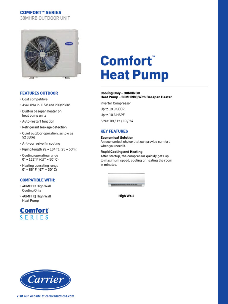Carrier Spec Sheet 38MHRB | PDF | Engineering Thermodynamics | Building ...